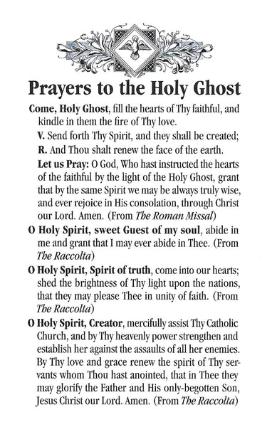 Prayers to the Holy Ghost Prayer Card – Catholic Shoppe USA