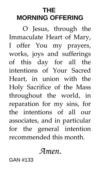 The Morning Offering Prayer Card – Catholic Shoppe USA